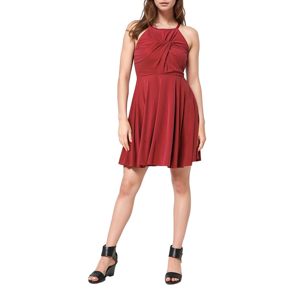 Halter Neck Gathered Front Dress