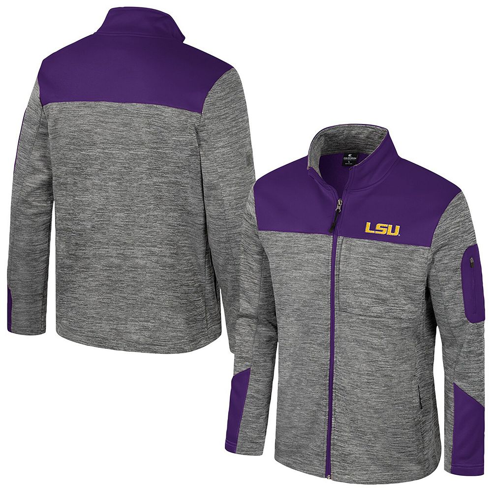 Men's Colosseum Gray/Purple LSU Tigers Guard Full-Zip Jacket