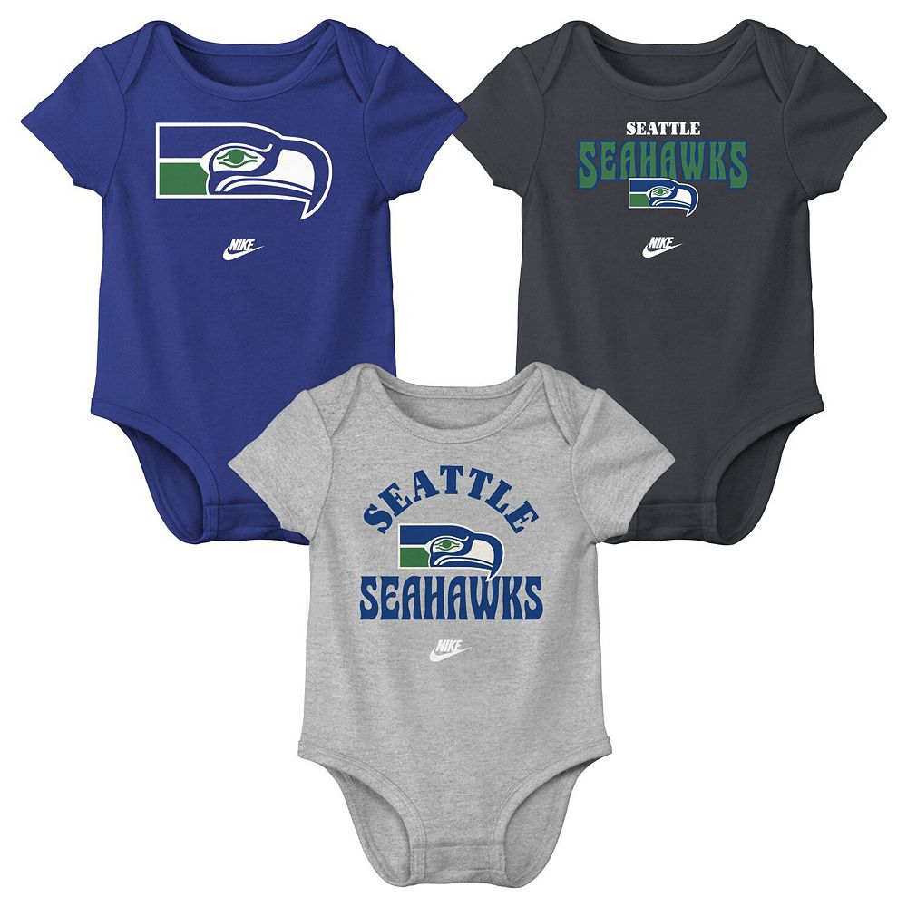 Newborn & Infant Nike Seattle Seahawks Rewind Bodysuit Three-Pack
