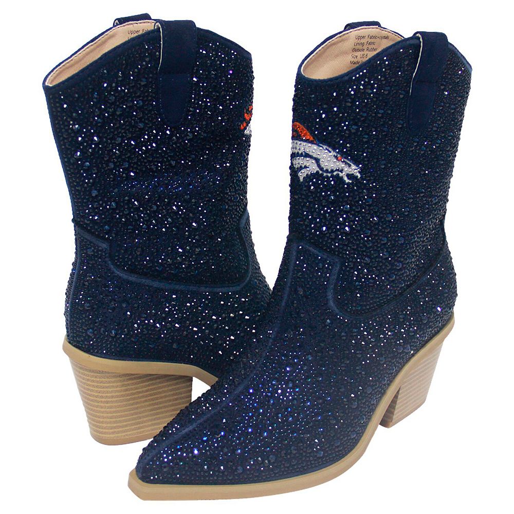 Women's Cuce Navy Denver Broncos Crystal Ankle Boots