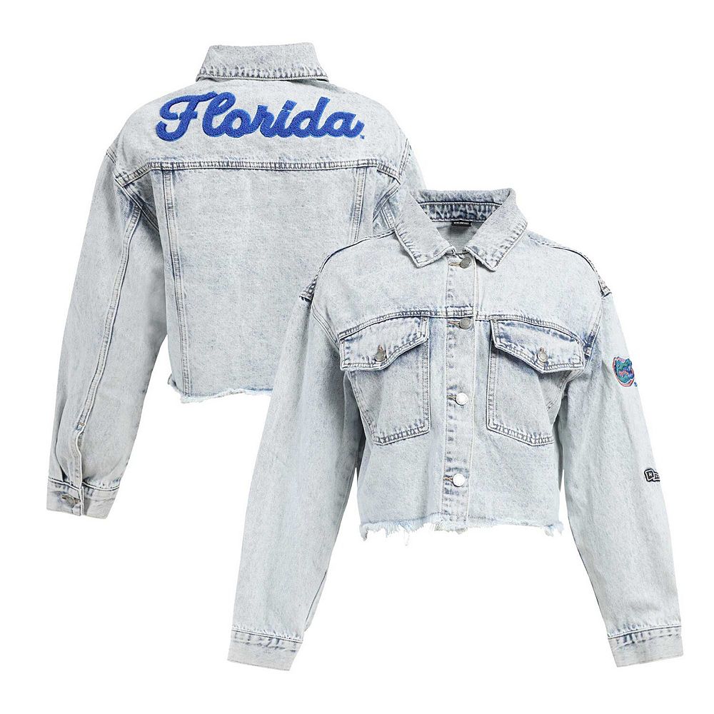 Women's Hype and Vice Denim Florida Gators Lightwash Cropped Button-Up ...