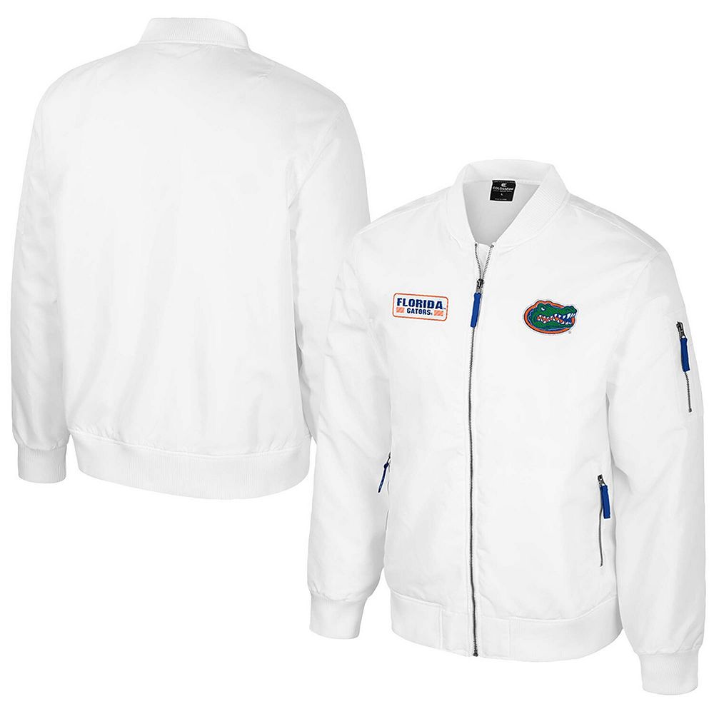 Men's Colosseum Florida Gators White Rabbit Full-Zip Bomber Jacket