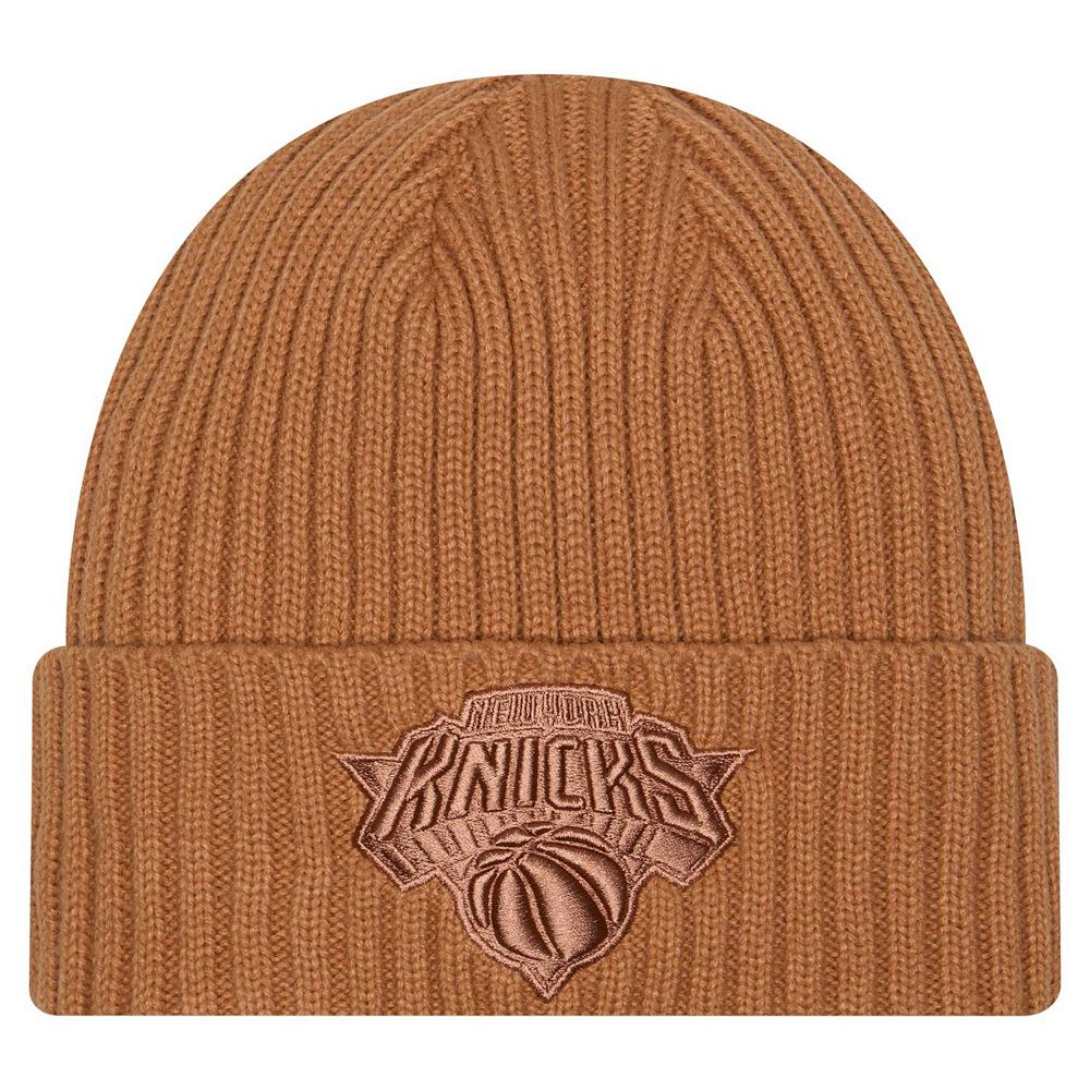 Men's New Era Tan New York Knicks Color Pack Cuffed Knit Hat