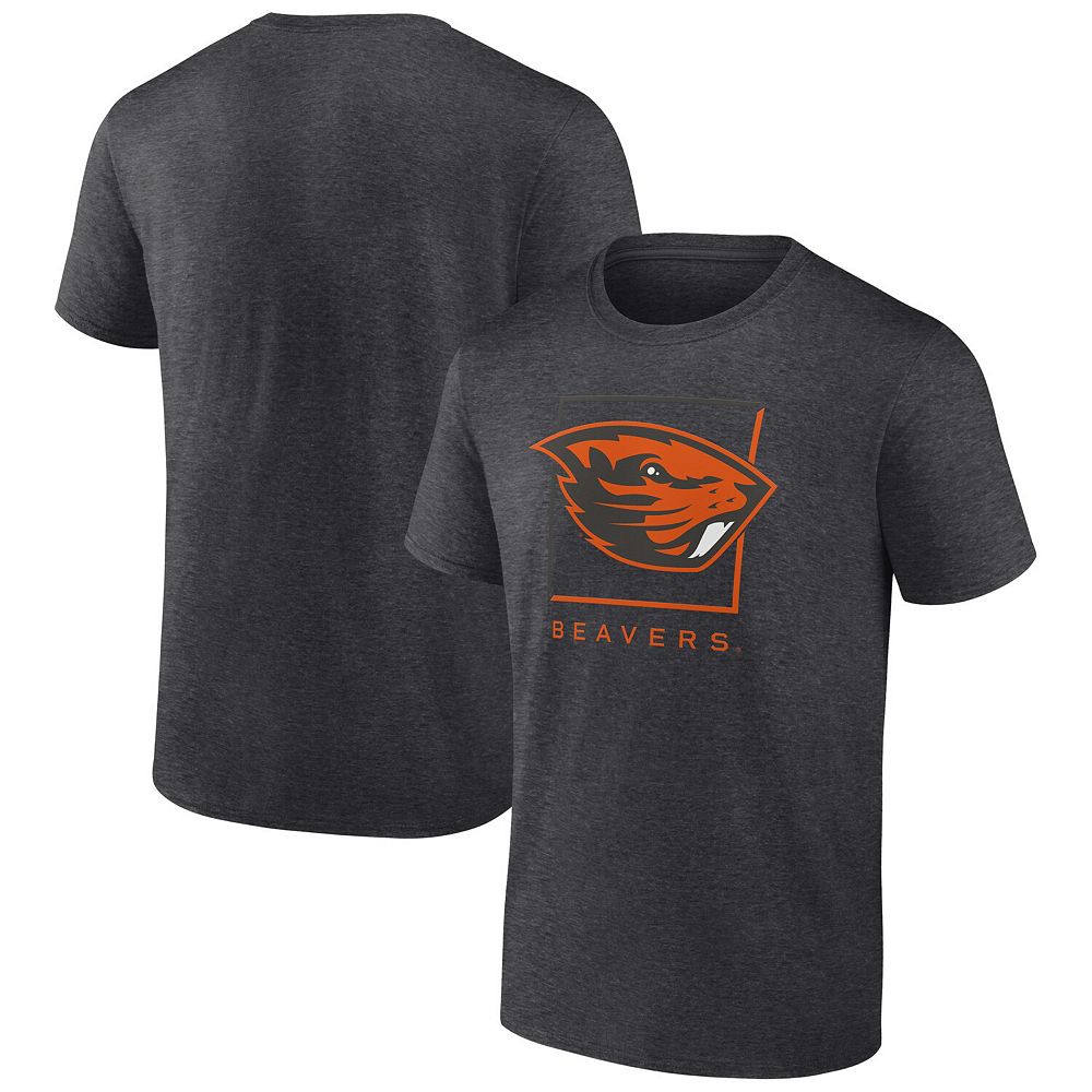 Men's Fanatics Charcoal Oregon State Beavers Fundamentals Halved Team T ...