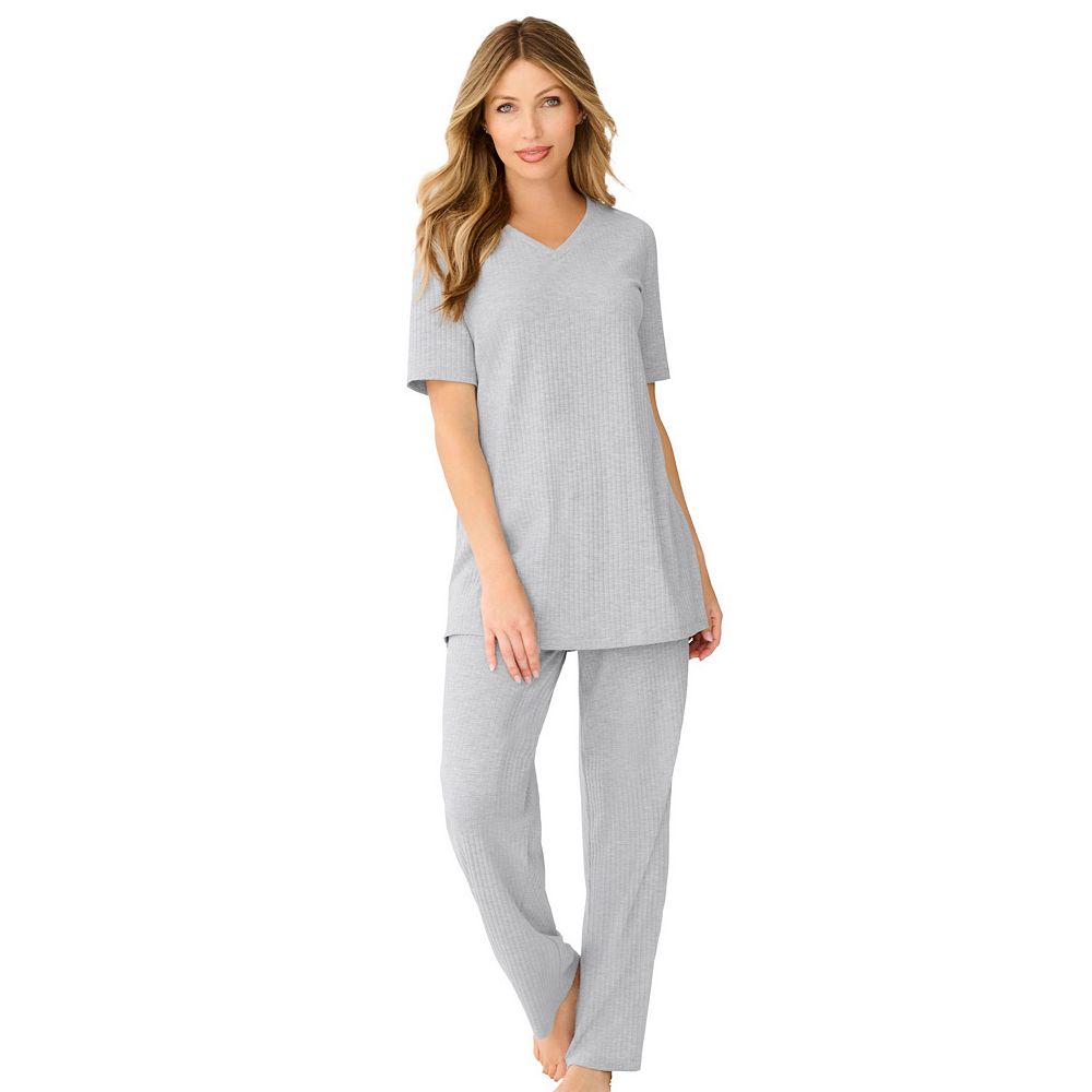 Only Necessities Women's Plus Size 2-Piece Ribbed Sleep Set
