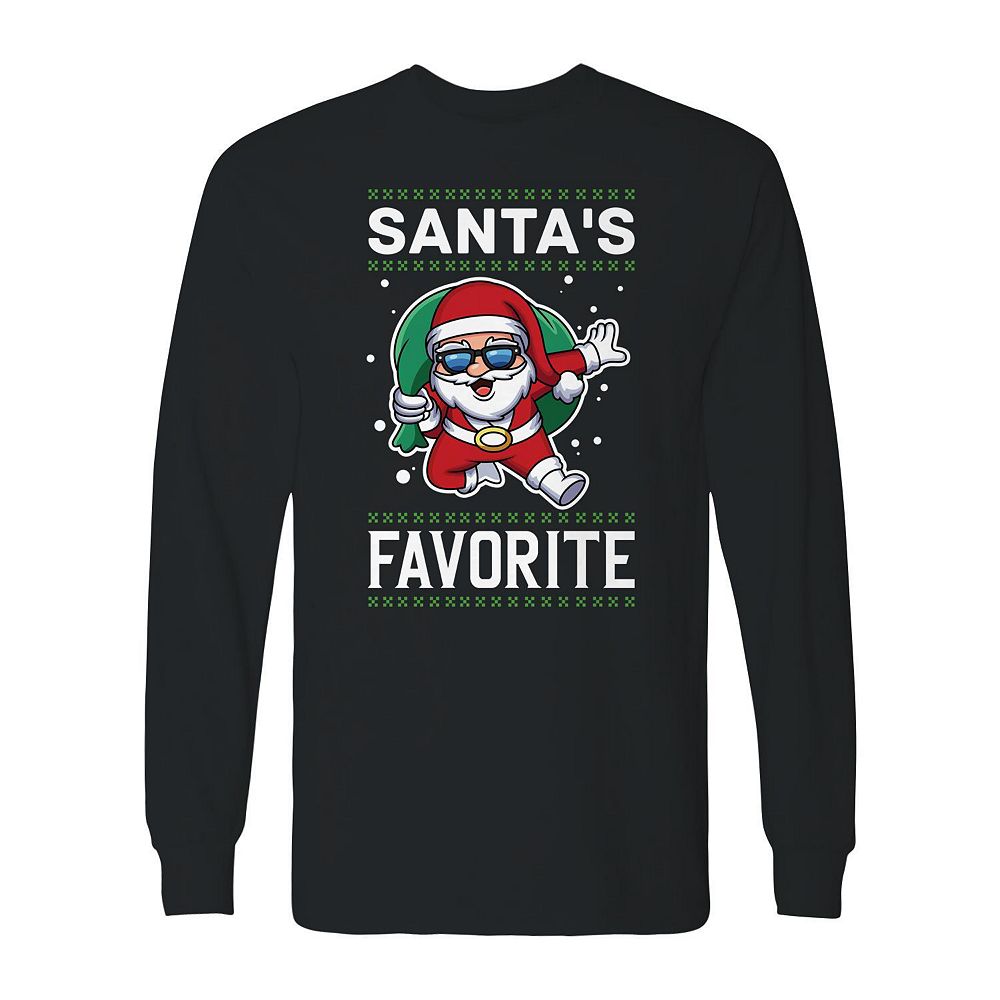 Men's Christmas Santa Favorite Long Sleeve Graphic Tee