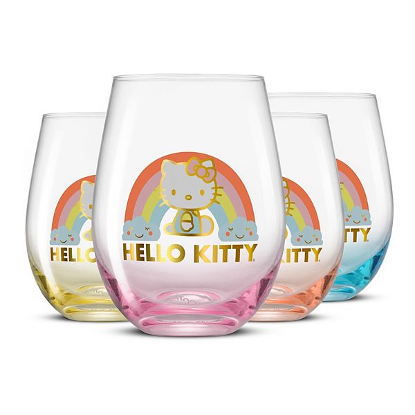 JoyJolt Hello Kitty® Sweet Rainbow Stemless Drinking Glasses