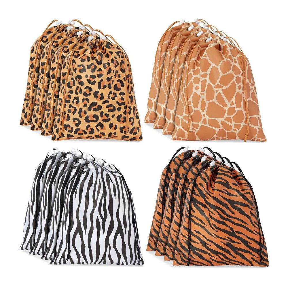 Kids Drawstring Bags Safari Jungle Party Theme 10" X 12" 12 Pcs