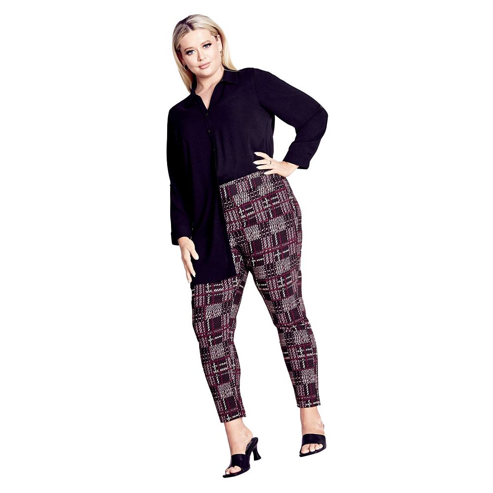 Avenue Women's Plus Size Jemma Check Pant