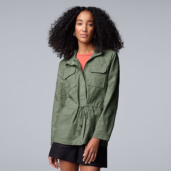 Petite Simply Vera Vera Wang Embroidered Utility Jacket