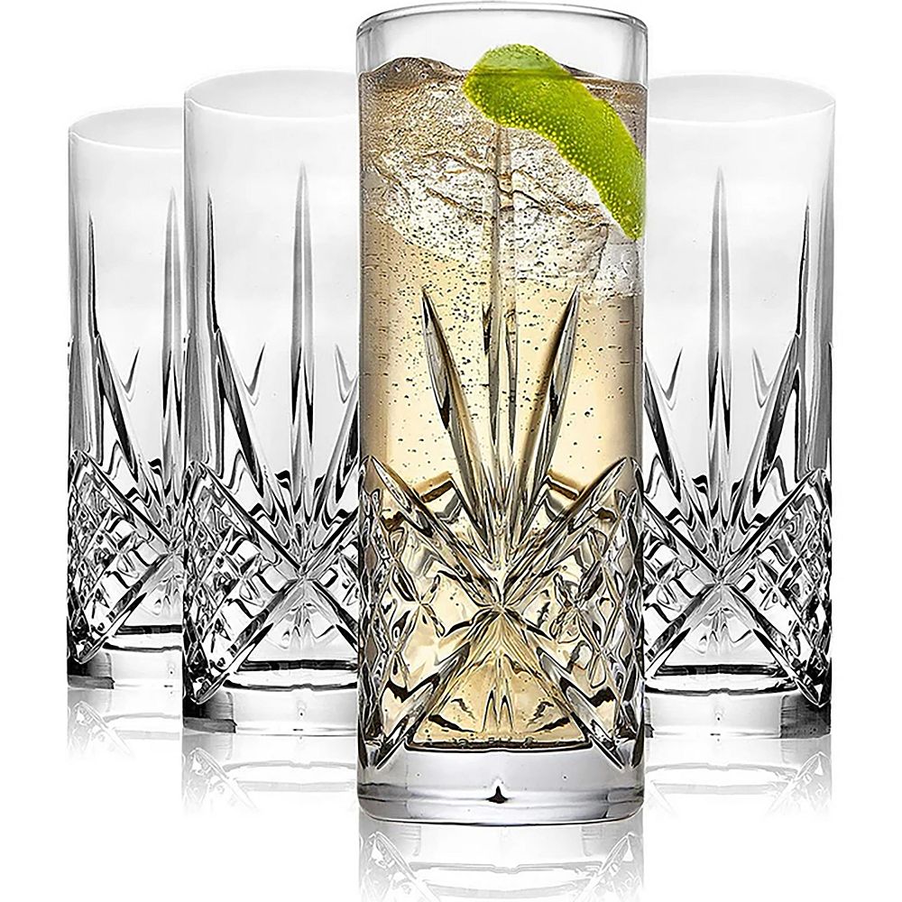 Godinger Silver 4-Pack Dublin Crystal Tom Collins Highball Glass Glasses