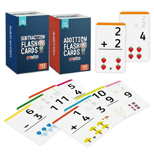 Educational Math Flash Cards: Addition & Subtraction (2 Sets With 169 ...