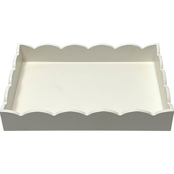 Scalloped Edge Tray Table Decor - White