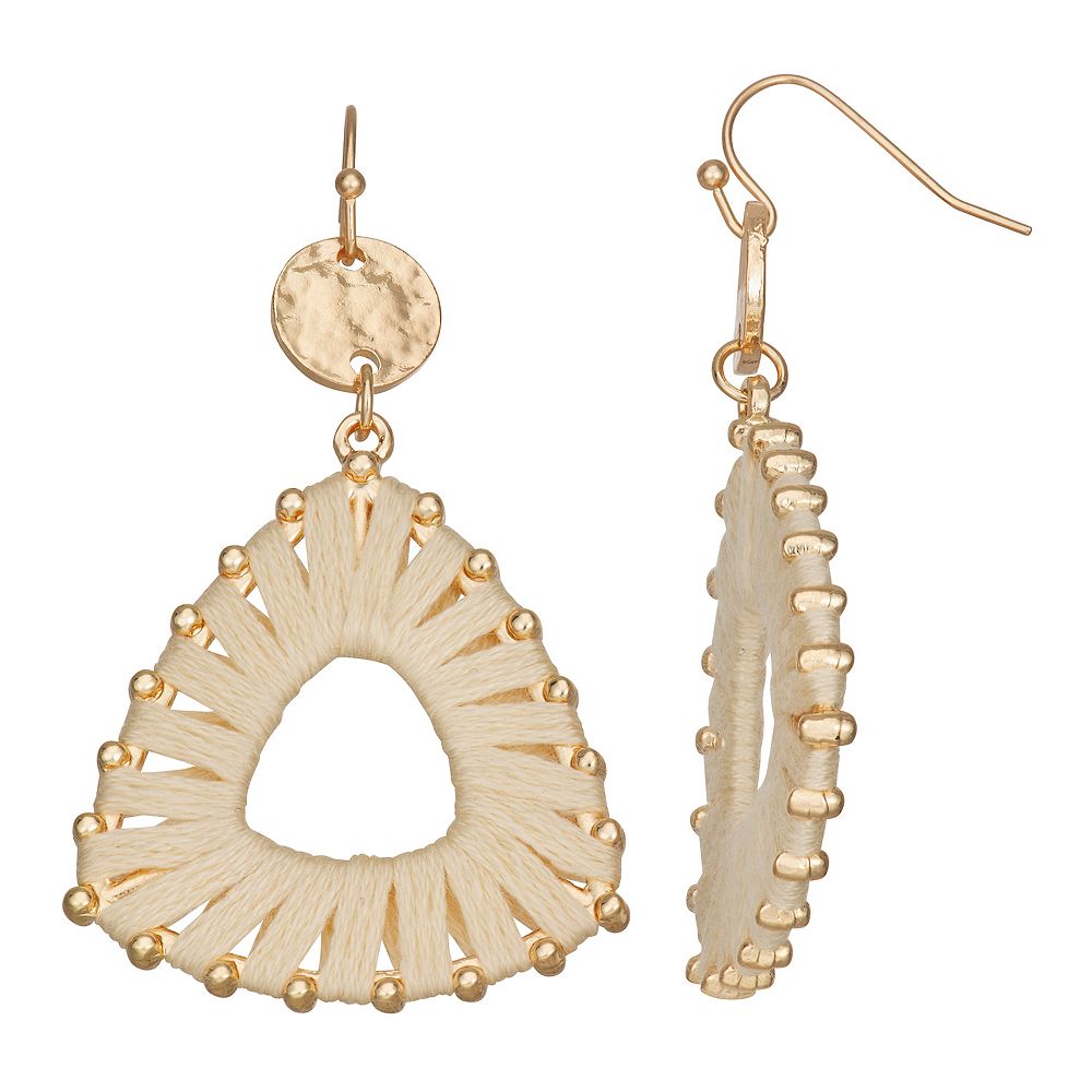 Emberly Gold Tone Thread Wrap Dangle Earrings