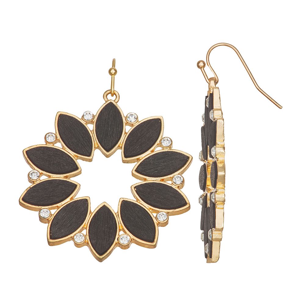 Emberly Gold Tone Flower Drop Earrings