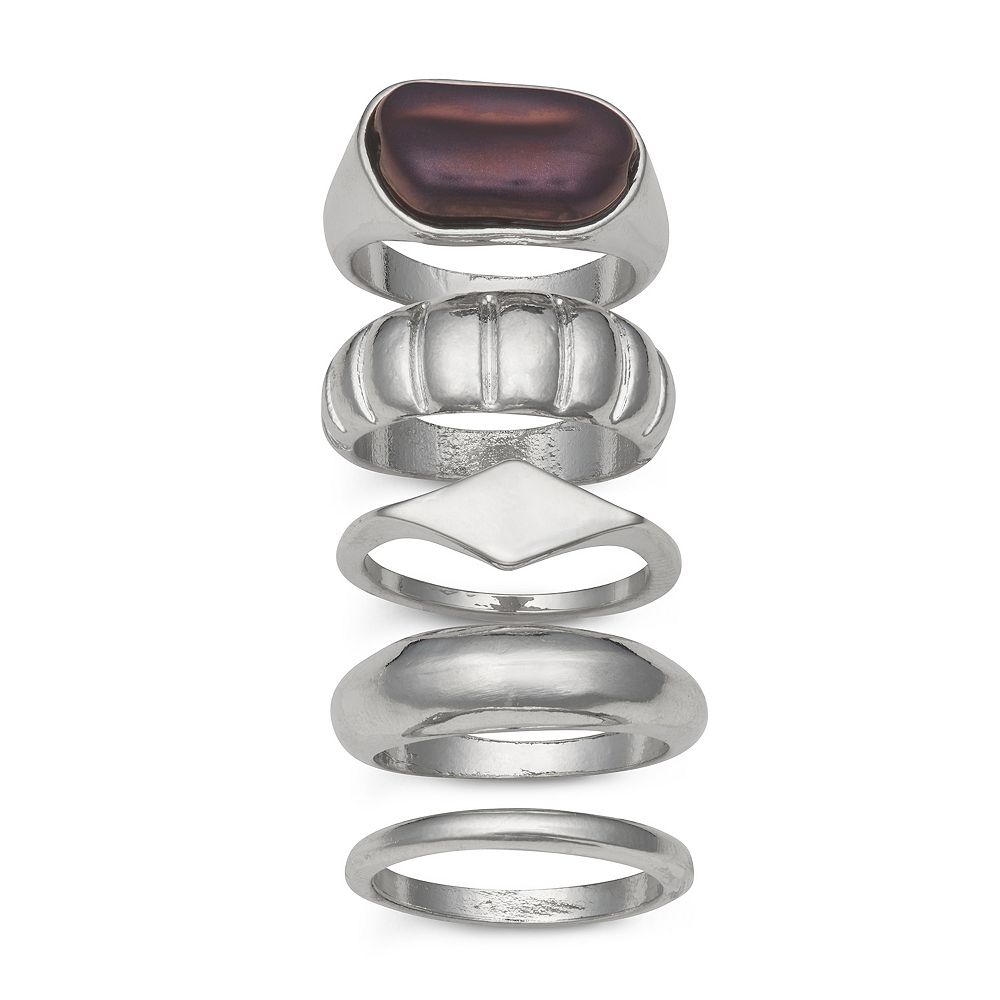 Emberly 5-pk. Silver Tone Mixed Medea Ring Set - Size 9