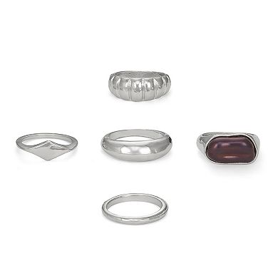 Emberly 5-pk. Silver Tone Mixed Medea Ring Set - Size 9
