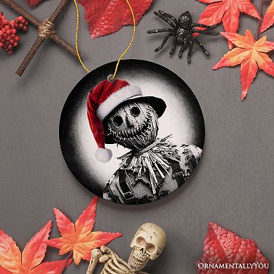 Nightmarish Scarecrow with Santa Hat Ornament, Gift For Unique ...