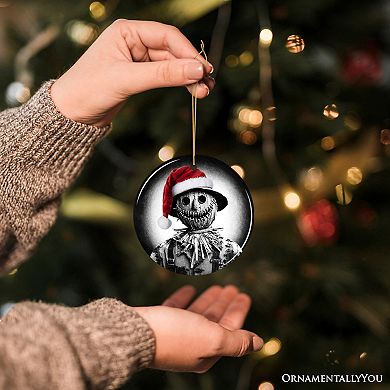 Nightmarish Scarecrow with Santa Hat Ornament, Gift For Unique ...