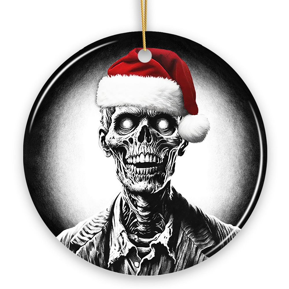 Ghastly Undead Zombie with Santa Hat Ornament, Eerie Christmas Gift for ...