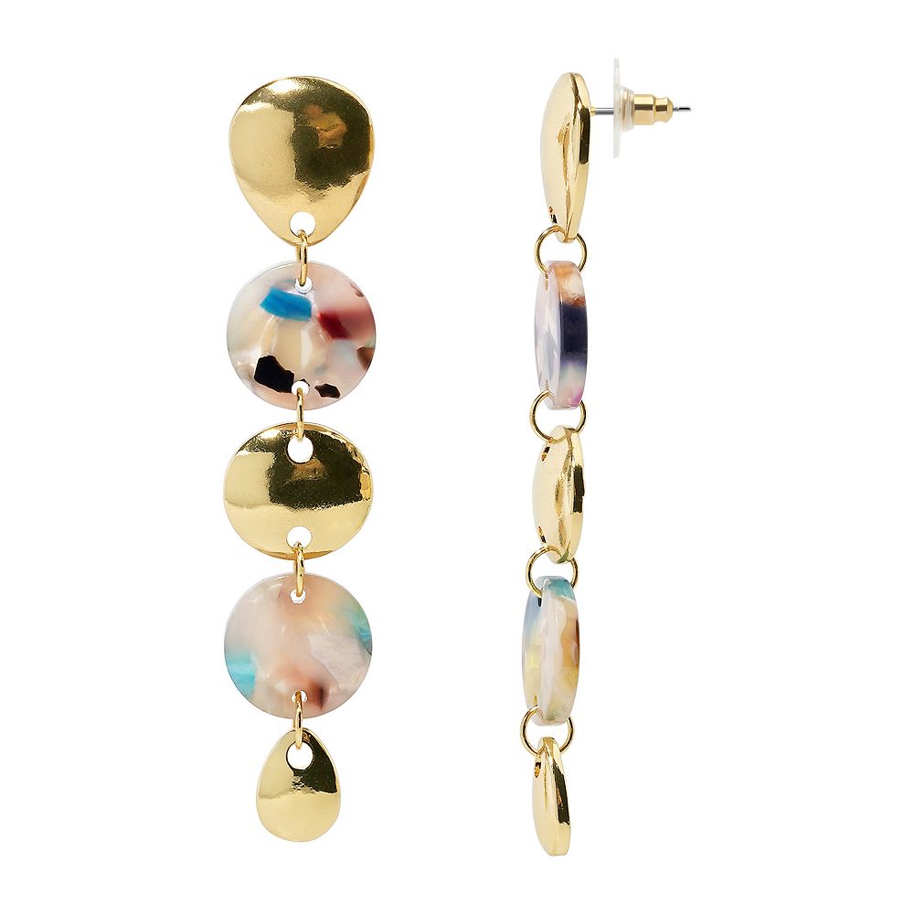 Emberly Gold Tone Multi Color Acetate Linear Drop Earrings