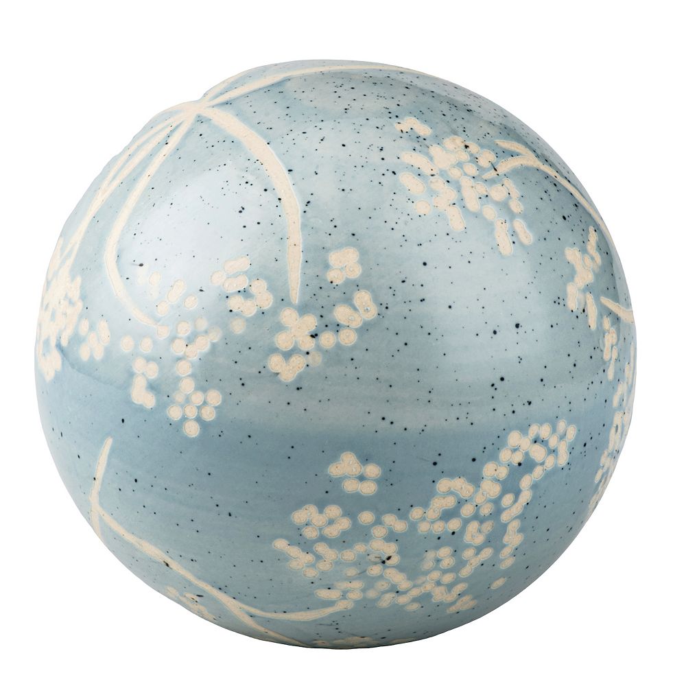 Everyday Decor Light Blue Floral Decorative Orb