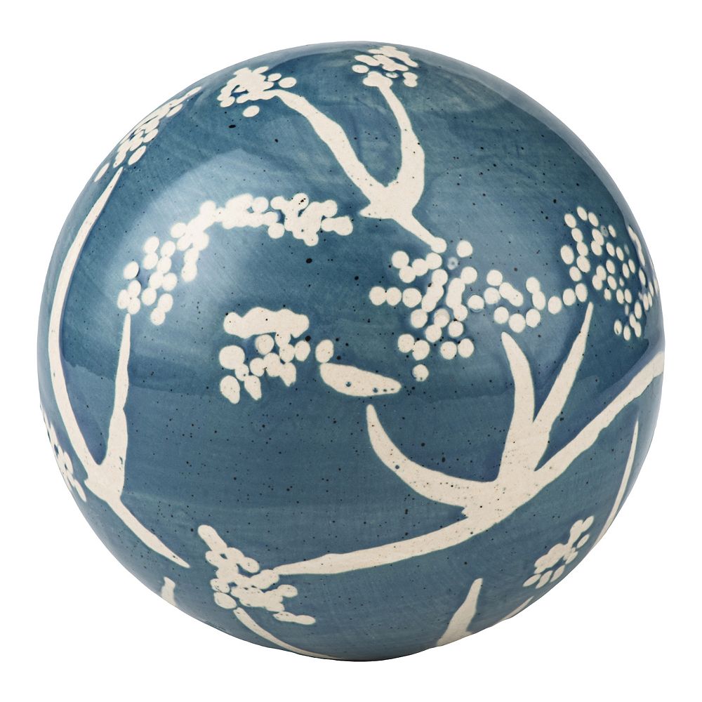 Everyday Decor Blue Floral Decorative Orb