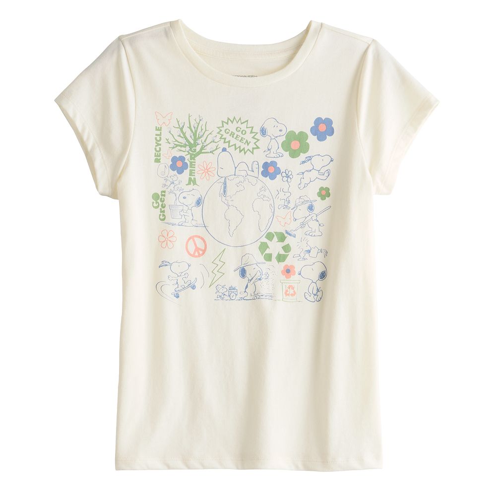 Girls 7-16 Peanuts Snoopy Earth Day Go Green And Recycle Graphic Tee