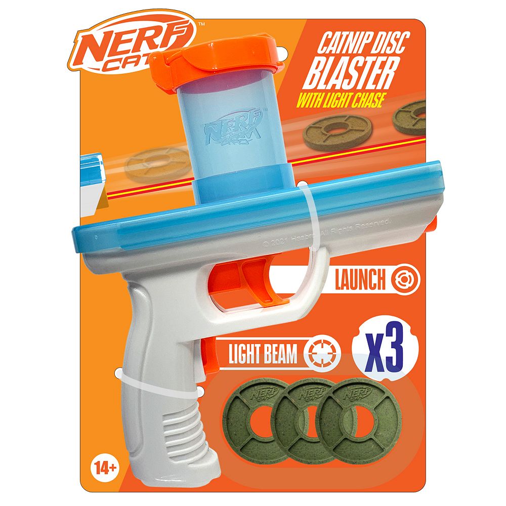 Nerf Cat Catnip Disc Blaster with Light Beam and 3 Catnip Discs