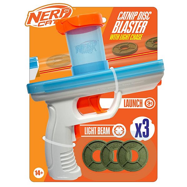 Nerf Cat Catnip Disc Blaster with Light Beam and 3 Catnip Discs