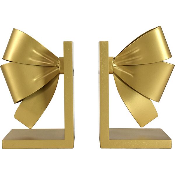 Gold Tone Bow Tie Bookends