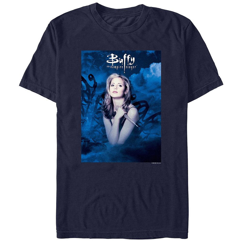 Men's Buffy The Vampire Slayer Buffy Blue Poster Graphic Tee