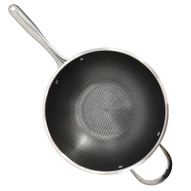 Modessa 11 Inch Nonstick Triply Stainless Steel Wok with Honeycomb ...
