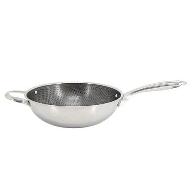 Modessa 11 Inch Nonstick Triply Stainless Steel Wok with Honeycomb ...