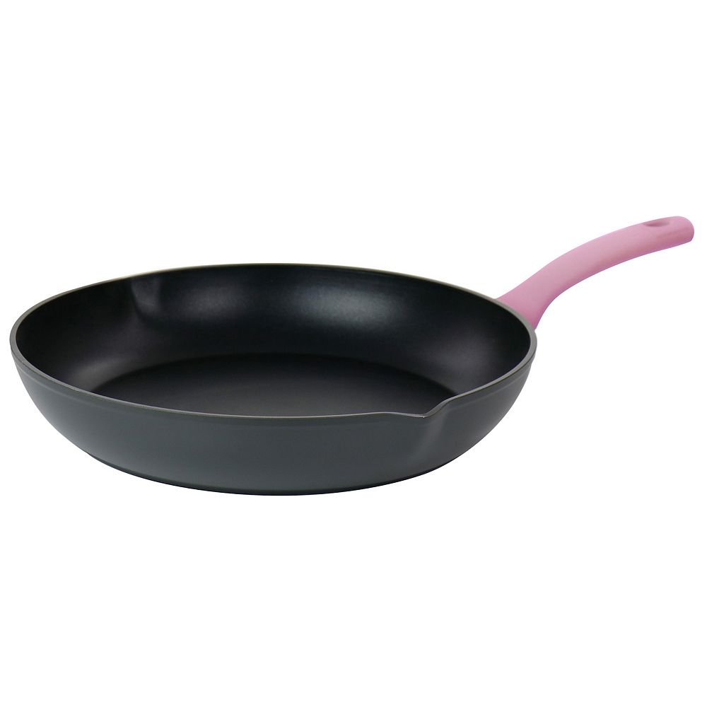 Rigby 12 Inch Aluminum Nonstick Frying Pan in Pink with Pouring Spouts