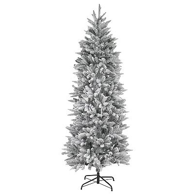 Classic Flocked Slim Prelit Christmas Tree Christmas Trees At Hayneedle