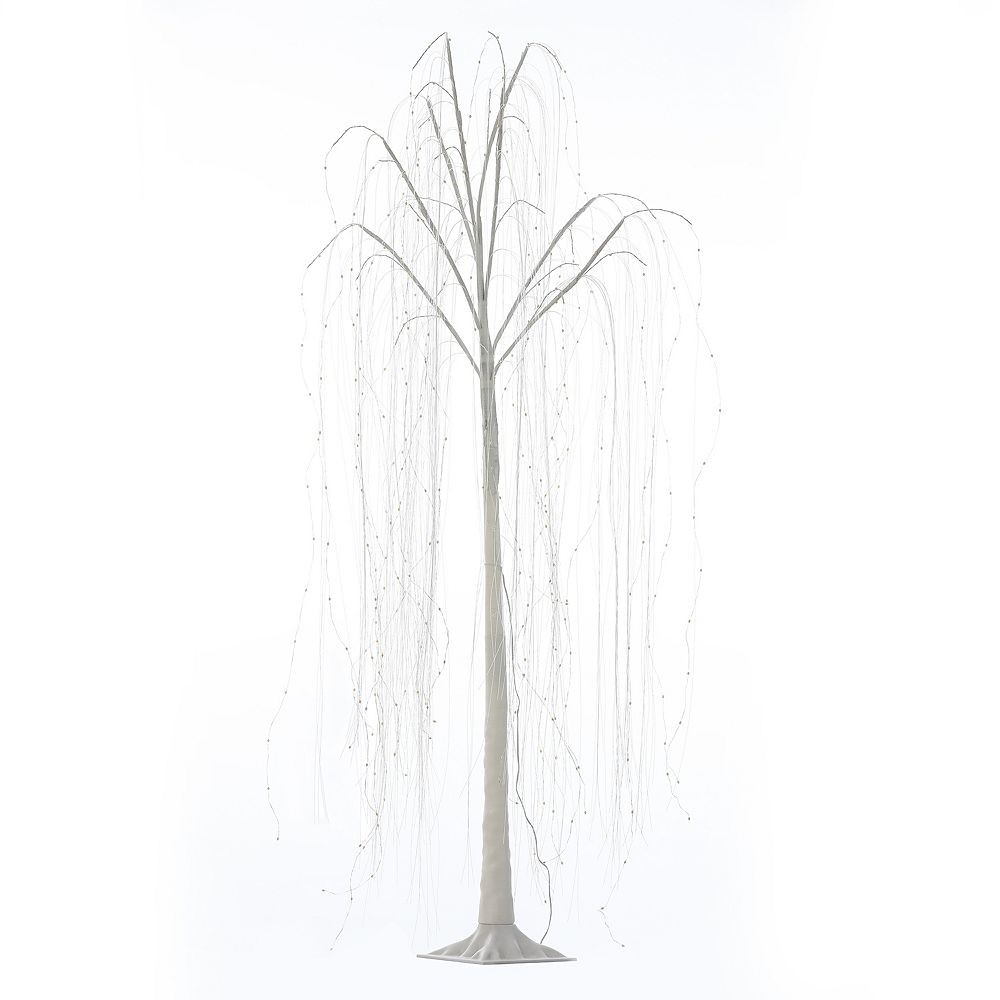 LuxenHome Pre-lit 70.87" H White Willow Artificial Tree