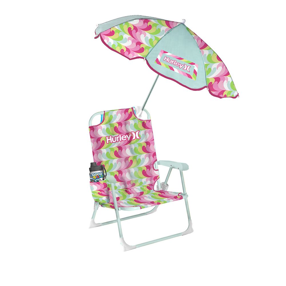 Hurley Kids Folding Beach Chair with Umbrella