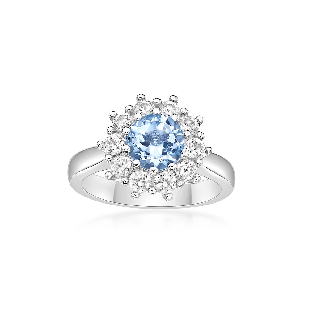 Gemminded Sterling Silver ISQA Blue Topaz & Lab-Created White Sapphire Ring