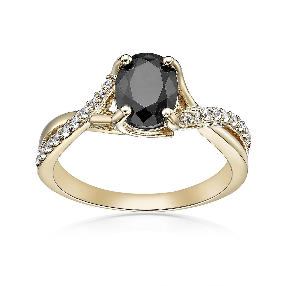 Gemminded 2 Micron Gold Over Silver Black Onyx & Lab-Created White ...