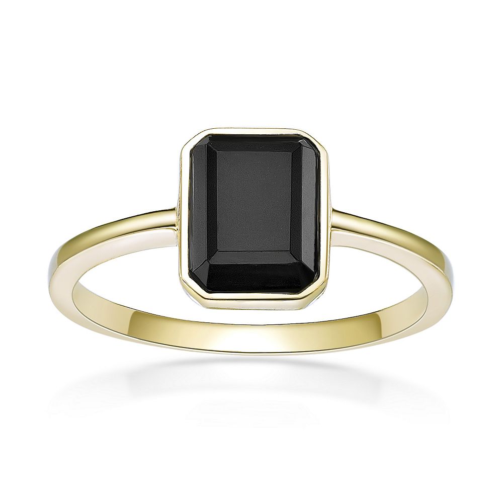 Gemminded 2 Micron Gold Over Silver Black Onyx Ring