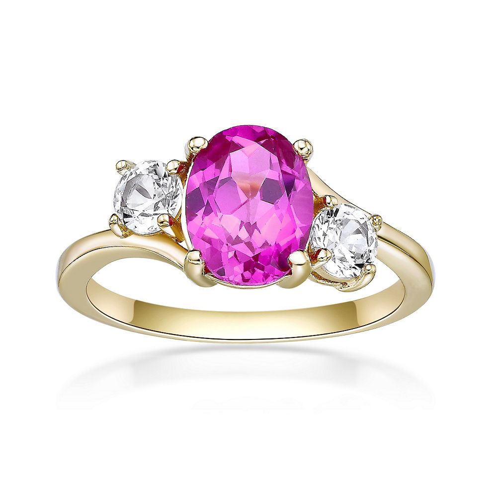 Gemminded 2 Micron Gold Over Silver Lab-Created Pink & White Sapphire Ring