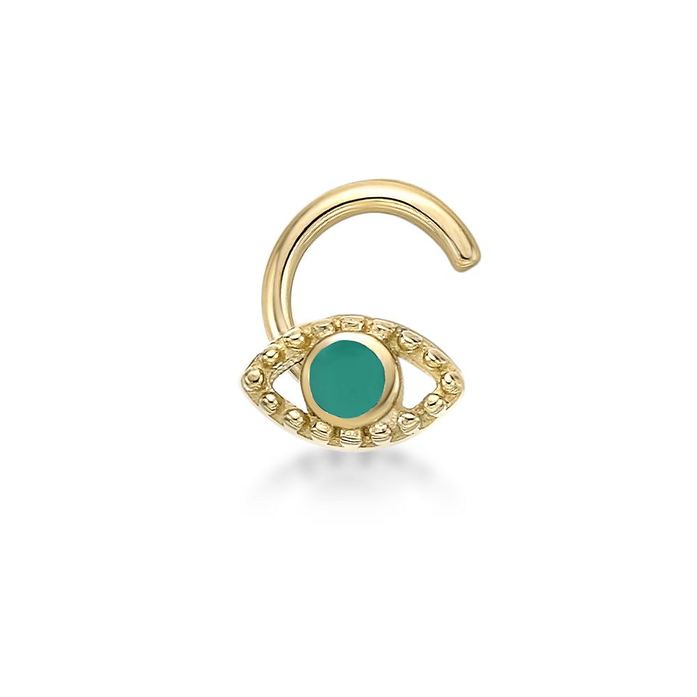Lila Moon 14k Gold Enameled Evil Eye Curved Post Nose Stud