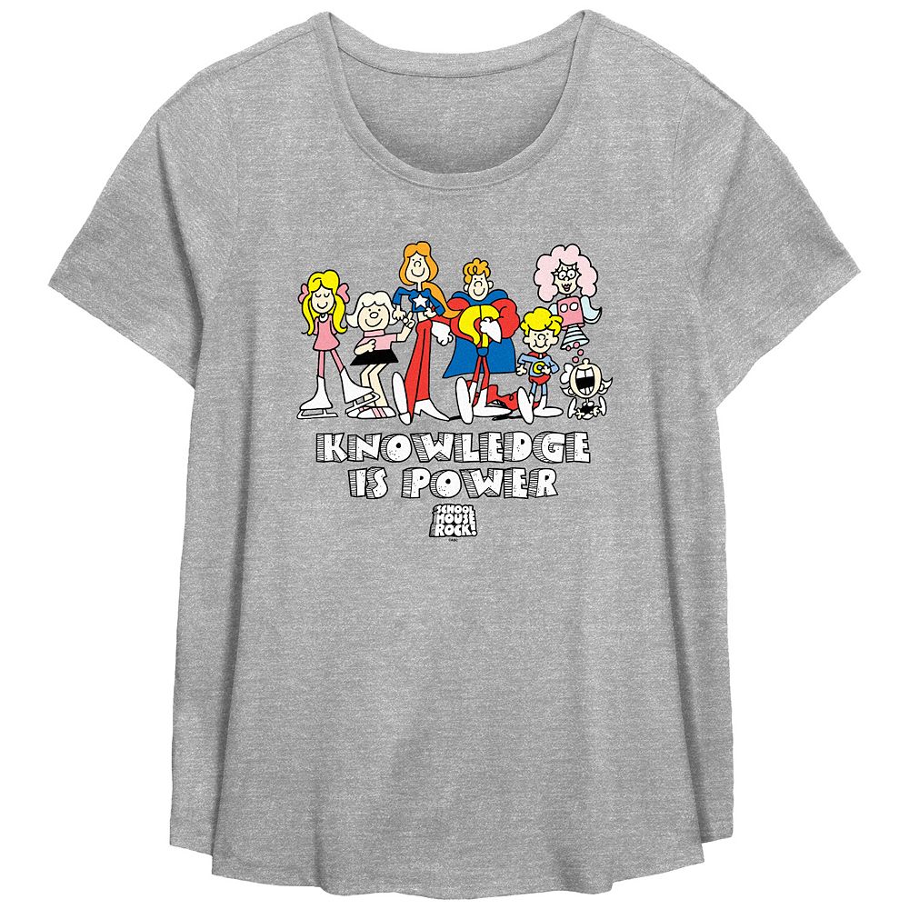 Disney's Schoolhouse Rock! Knowledge Is Power Character Lineup Plus Size Flowy Graphic Tee
