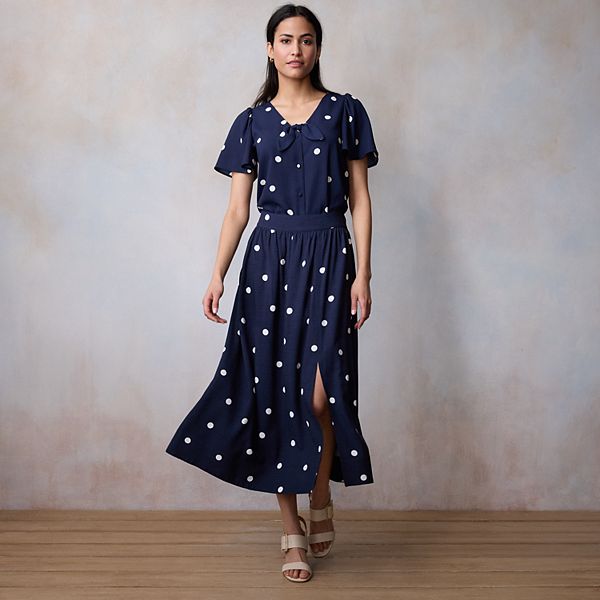 Women's LC Lauren Conrad Tie Front Flutter Sleeve Woven Top