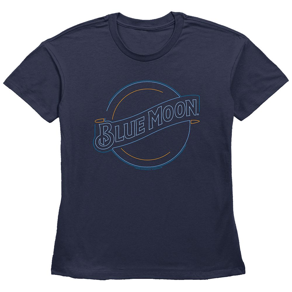 Women's Blue Moon Neon Lights Sign Graphic Tee