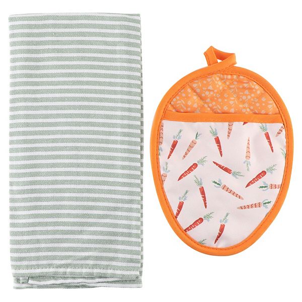 Carrot Tea Towel & Pot Holder Set
