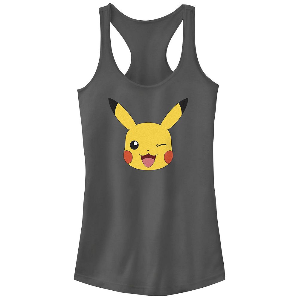 Juniors' Pokemon Pikachu Winking Face Racerback Tank Top