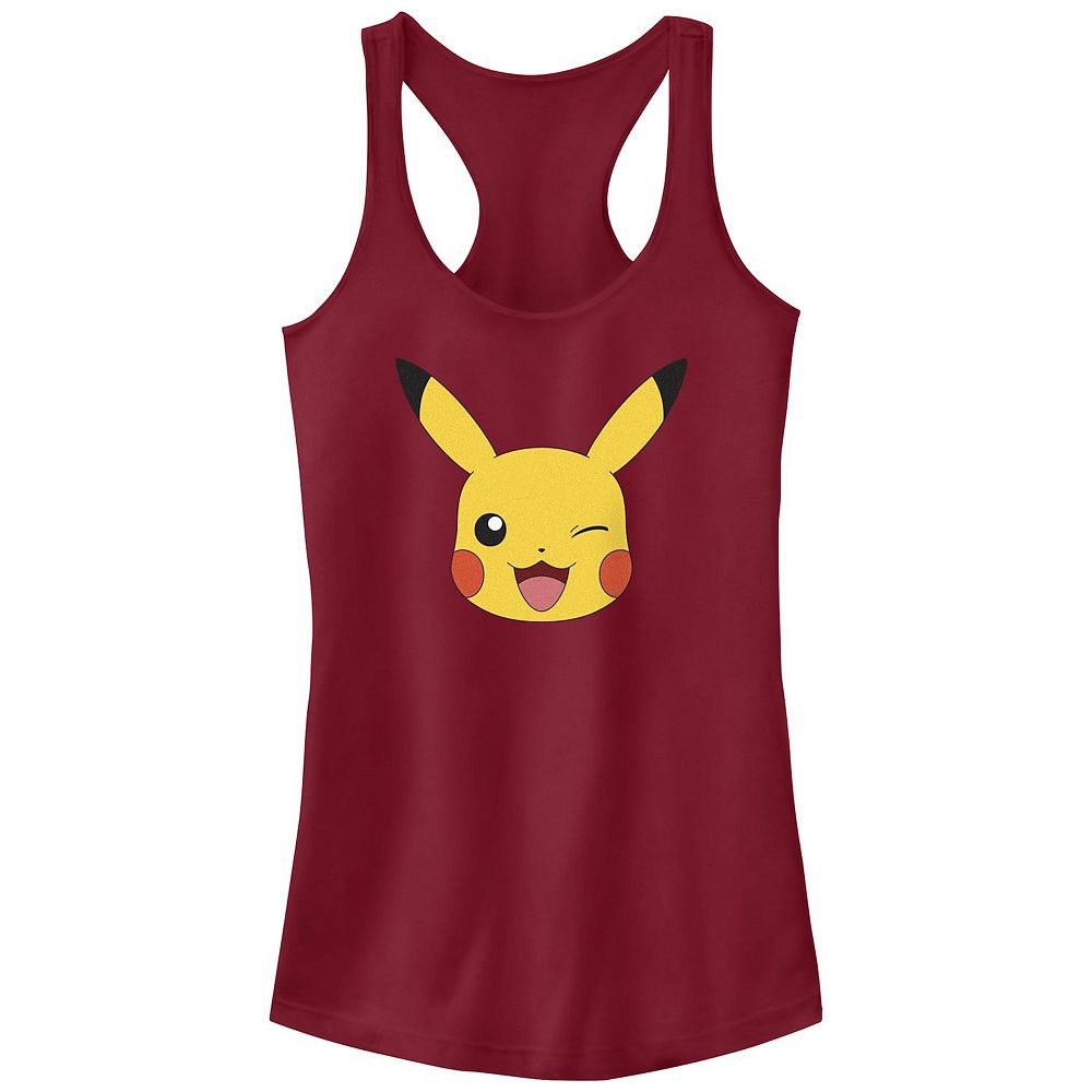 Juniors' Pokemon Pikachu Winking Face Racerback Tank Top