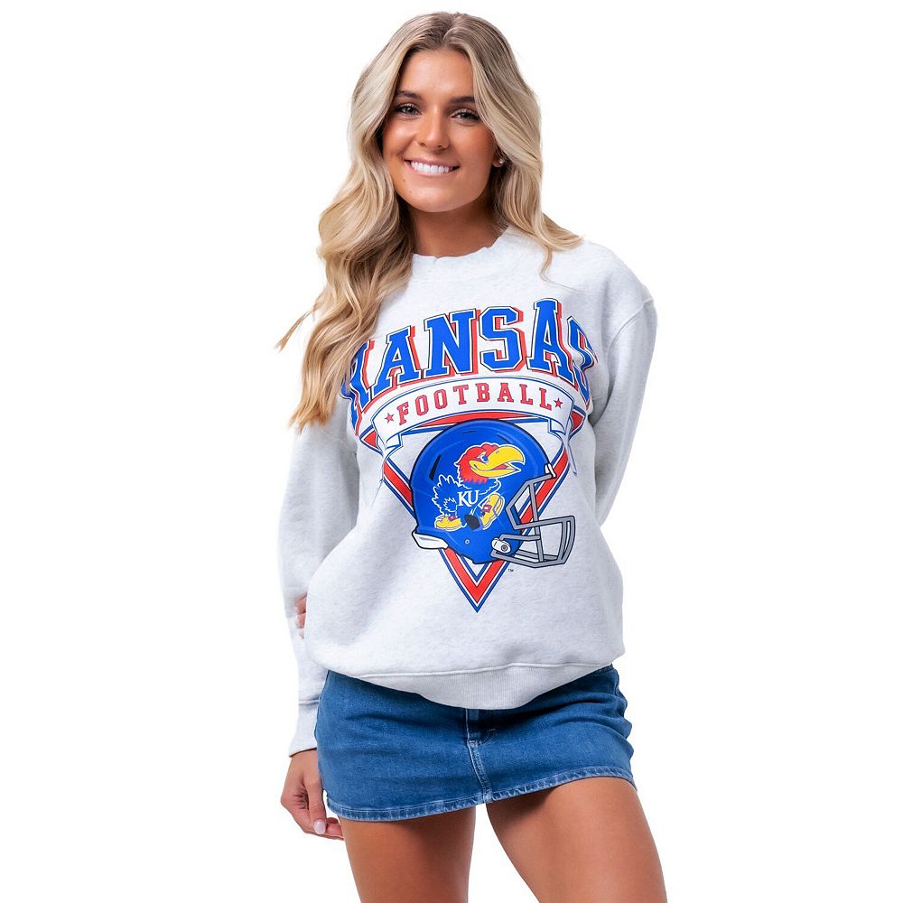 Unisex Established & Co. Ash Kansas Jayhawks Vintage Crest Pullover ...